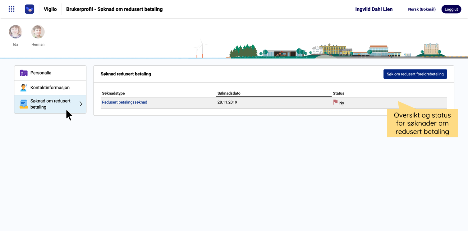 (Web) Søke om redusert betaling – Vigilo Barnehage